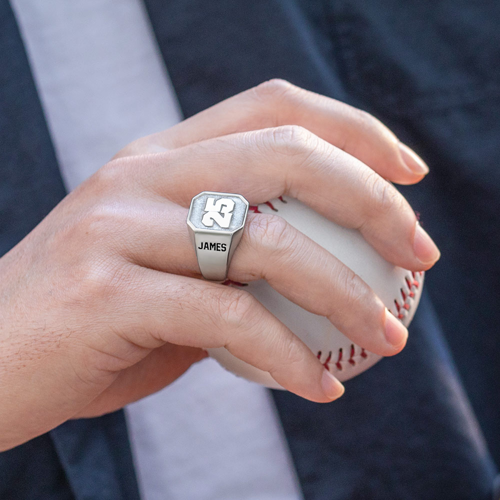 Personalized Engraved Signet Ring with Team Number Basketball Football ...