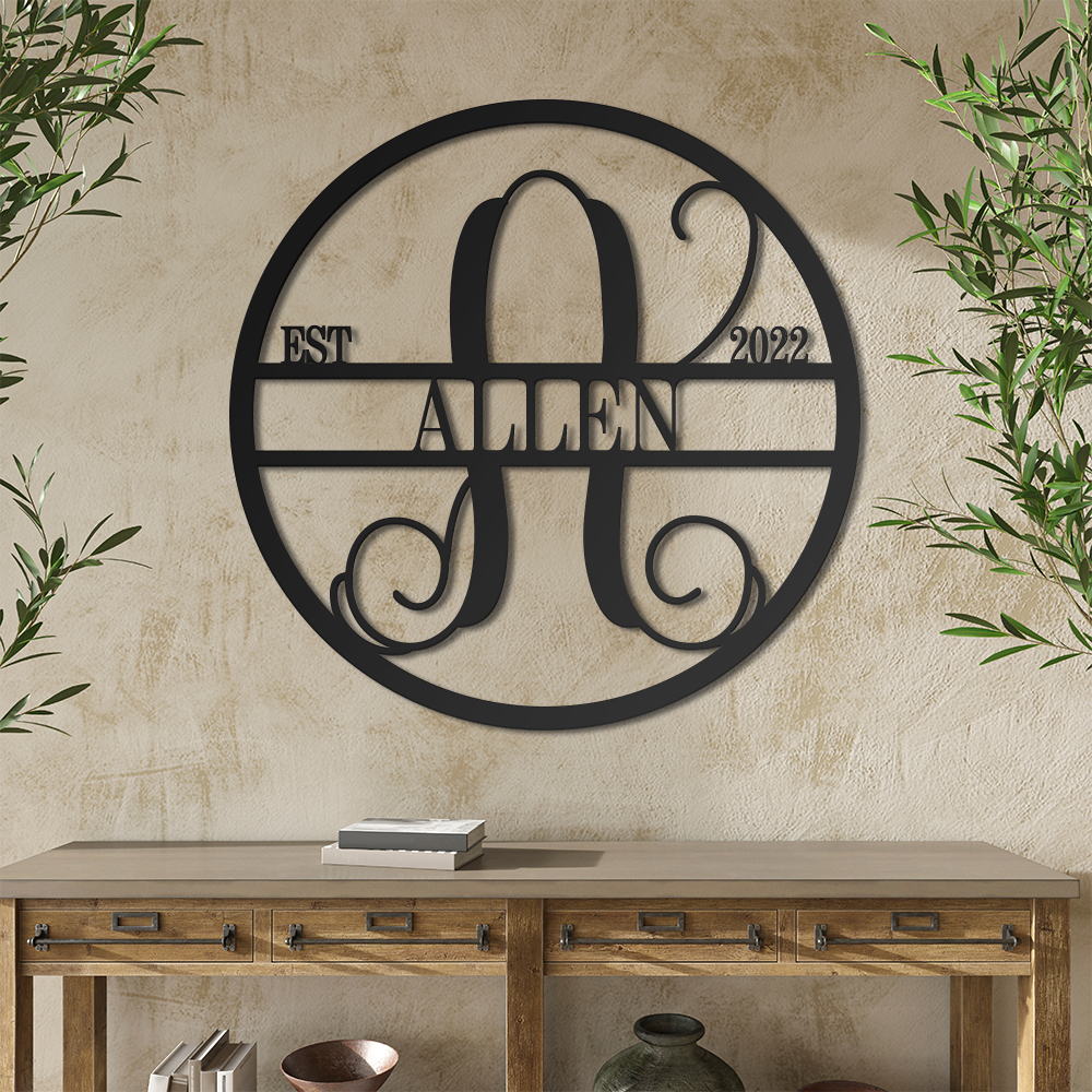 Personalized Family Last Name Initial Metal Sign Established Year Sign ...