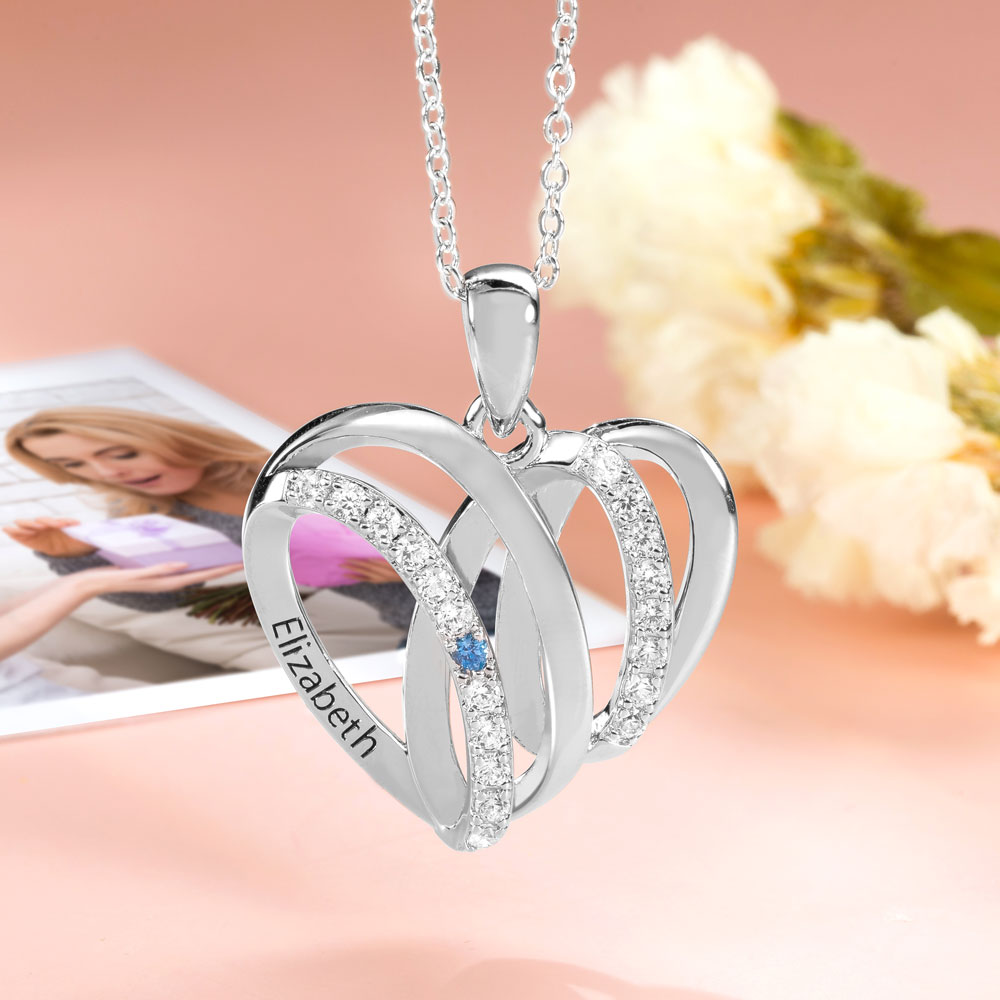 Custom Family Birthstone Name Necklace Heart Shaped for Mom Grandmother ...