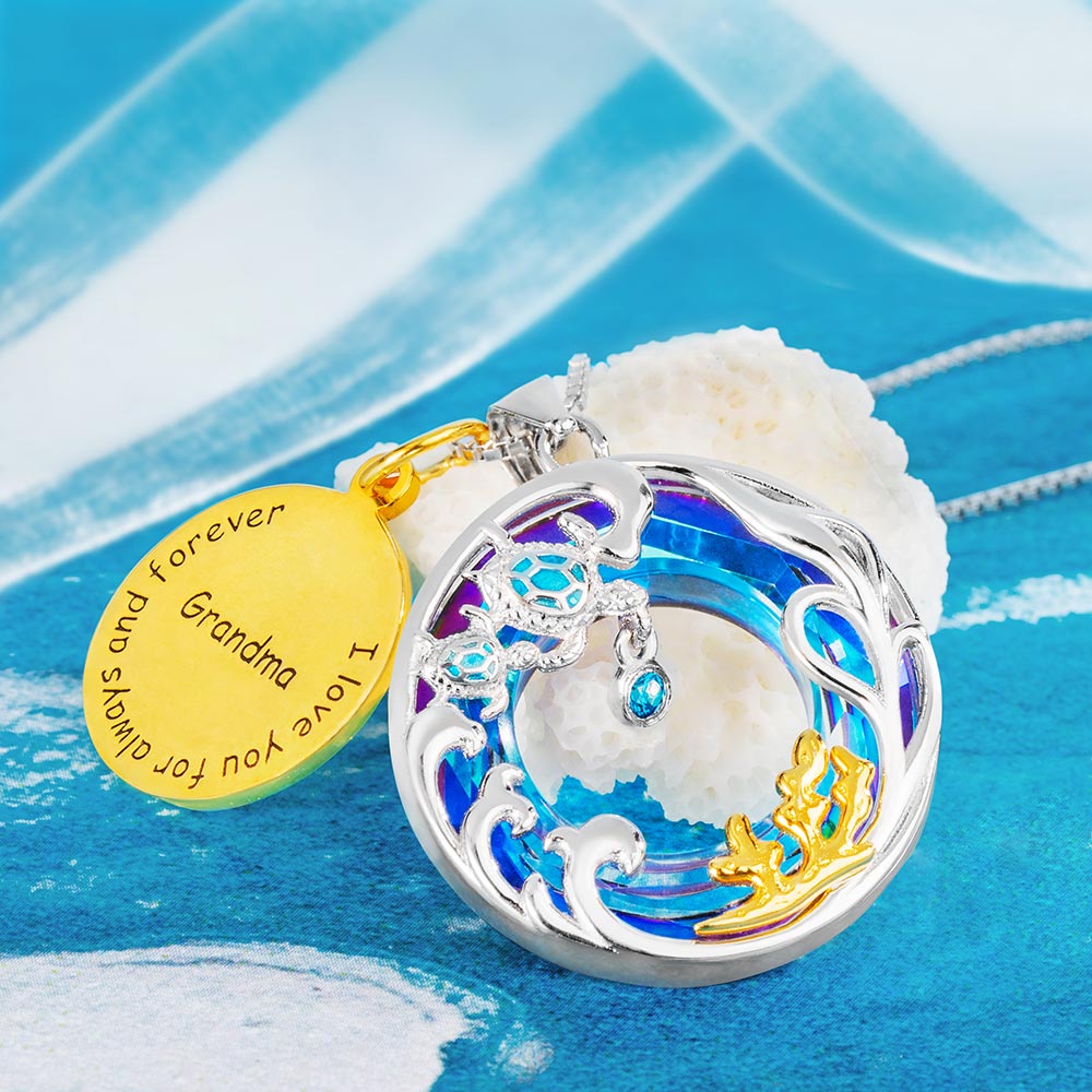 Personalized Sterling Silver Tortoise Necklace Embellished with ...