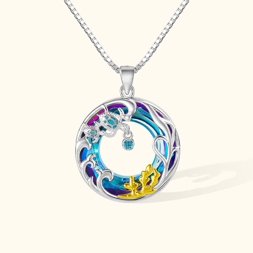 Personalized Sterling Silver Tortoise Necklace Embellished with ...