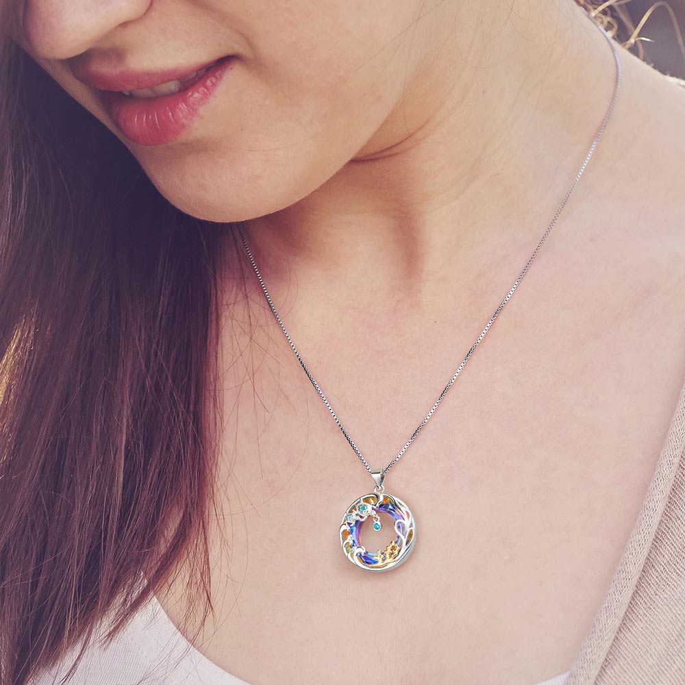 Personalized Sterling Silver Tortoise Necklace Embellished with ...