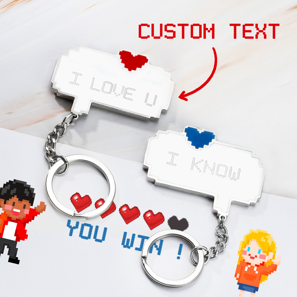 Personalized Pixel Dialog Keychains for Couples and Game Lovers - CALLIE