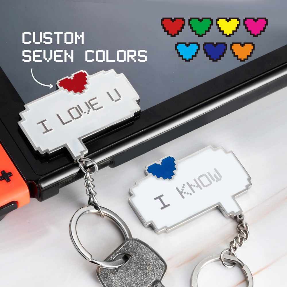 Personalized Pixel Dialog Keychains for Couples and Game Lovers - CALLIE
