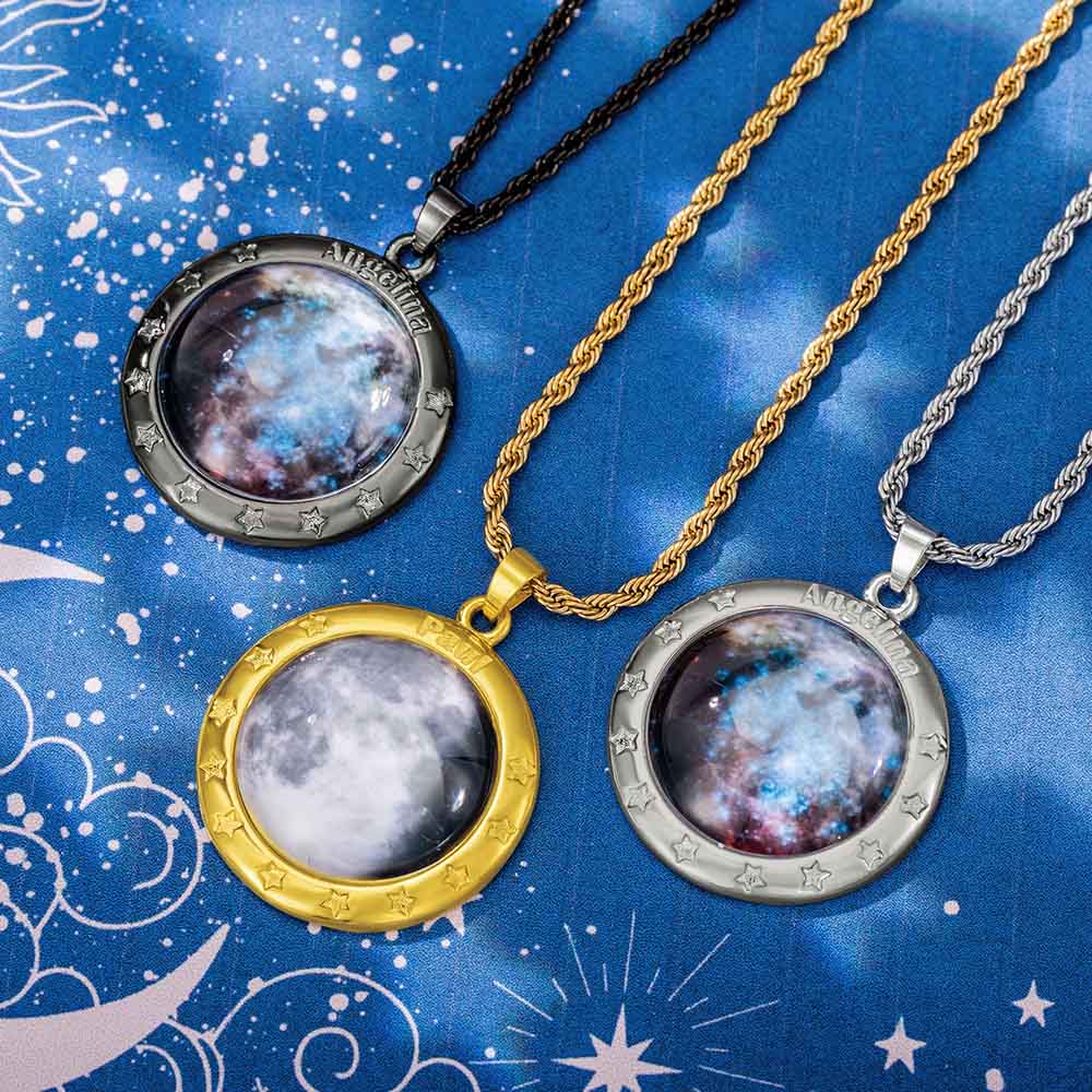 Personalized Birthday Moon Phase and Sky Map Necklace - CALLIE