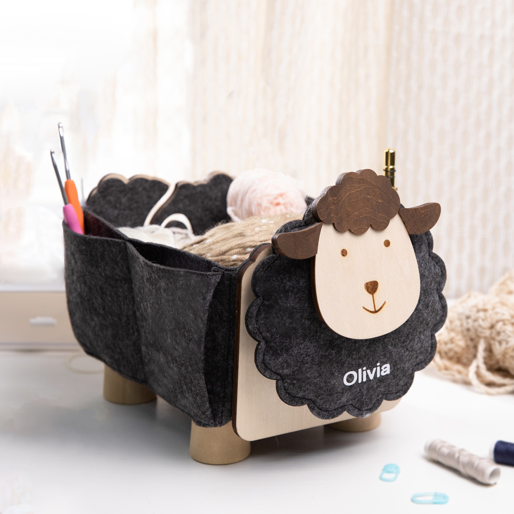 Personalized Sheep Shape Crochet Sewing Storage Organizer Yarn Sewing ...