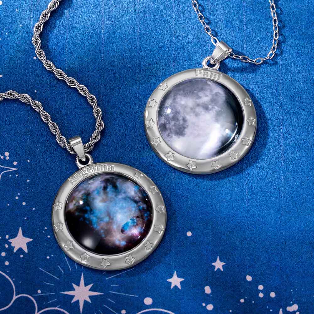 Personalized Birthday Moon Phase and Sky Map Necklace - CALLIE