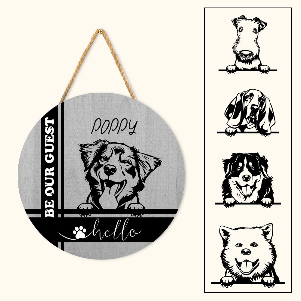 Personalized Cute Dog Welcome Wooden Home Decor Sign - CALLIE