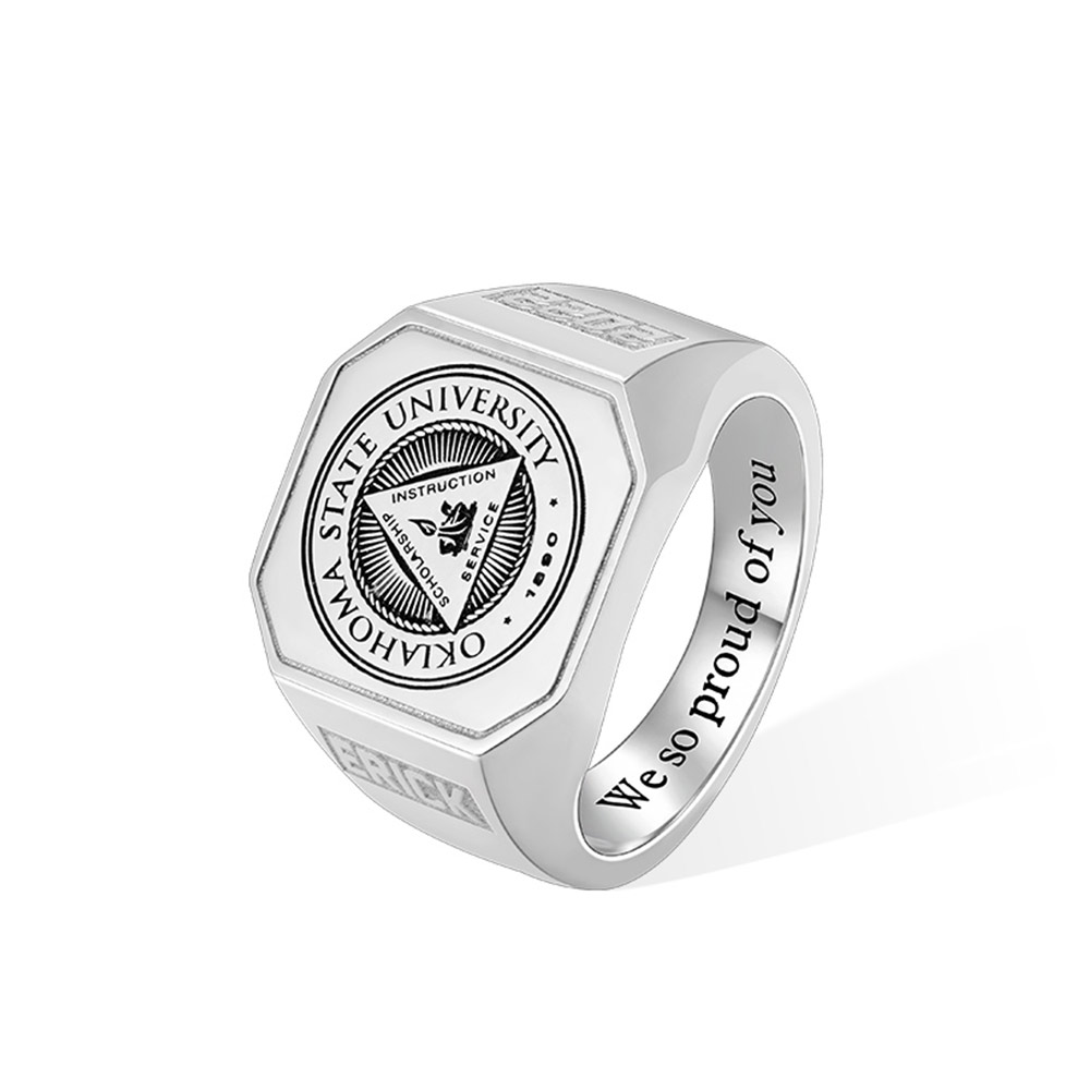 Personalized Engraved Square Signet Ring for Graduates Men - CALLIE