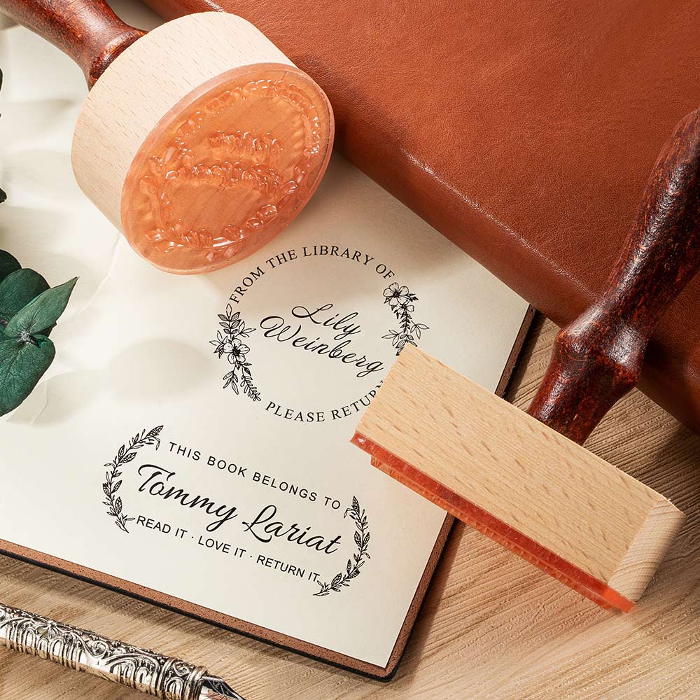 Personalized Library Book Stamp With A Black Ink Pad Gift For Book ...