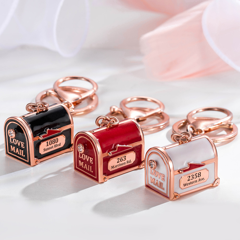 Personalized Openable Love Mail Mailbox Design Bag Charm Keychain with ...