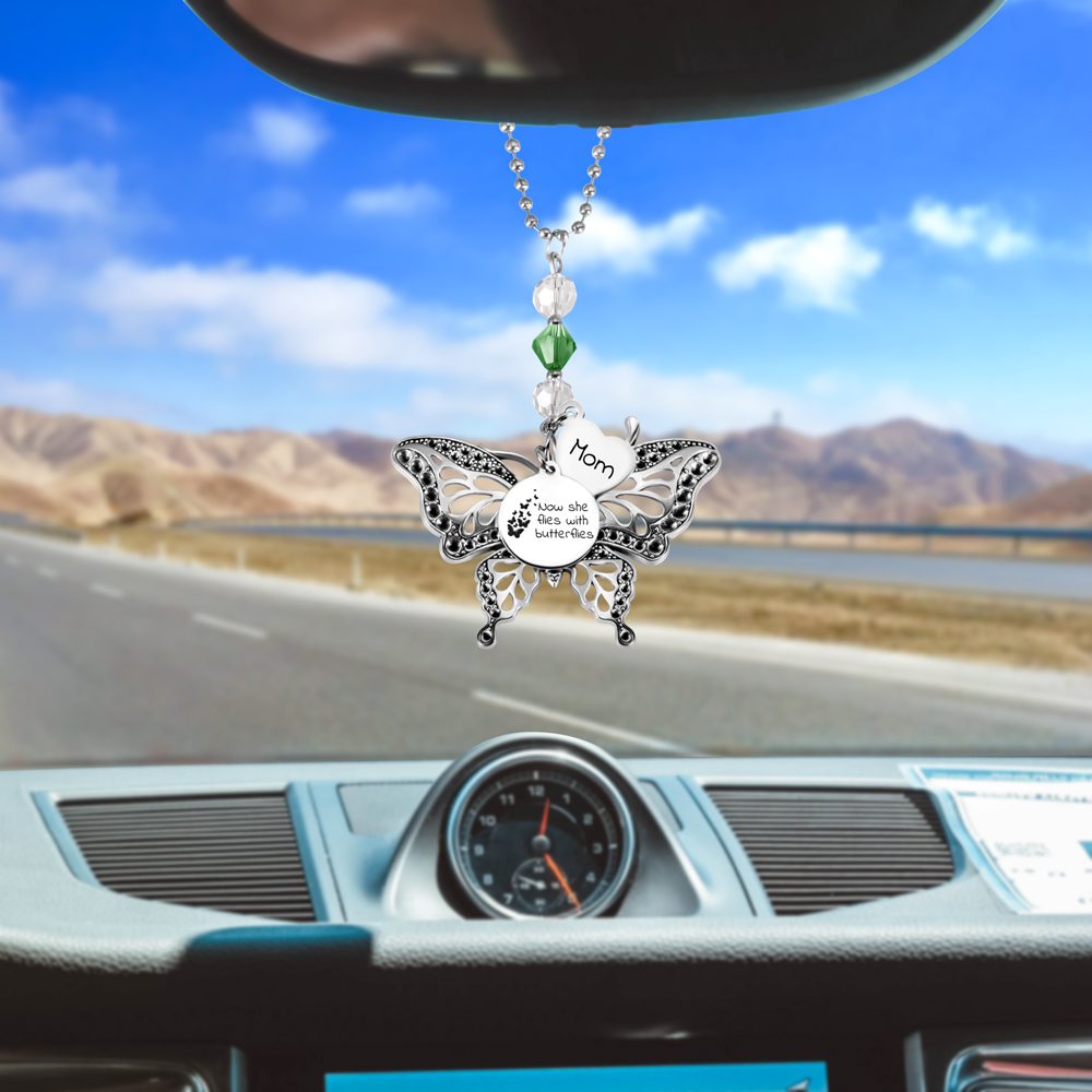 Custom Loved One Silver Butterfly Car Charm - CALLIE