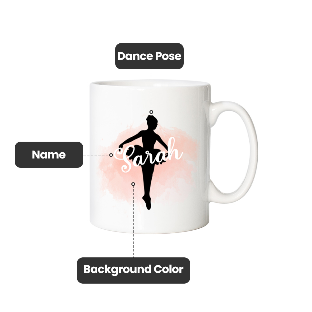 Personalized Dance Ballerina Silhouette Mug Gift for Dancer - CALLIE