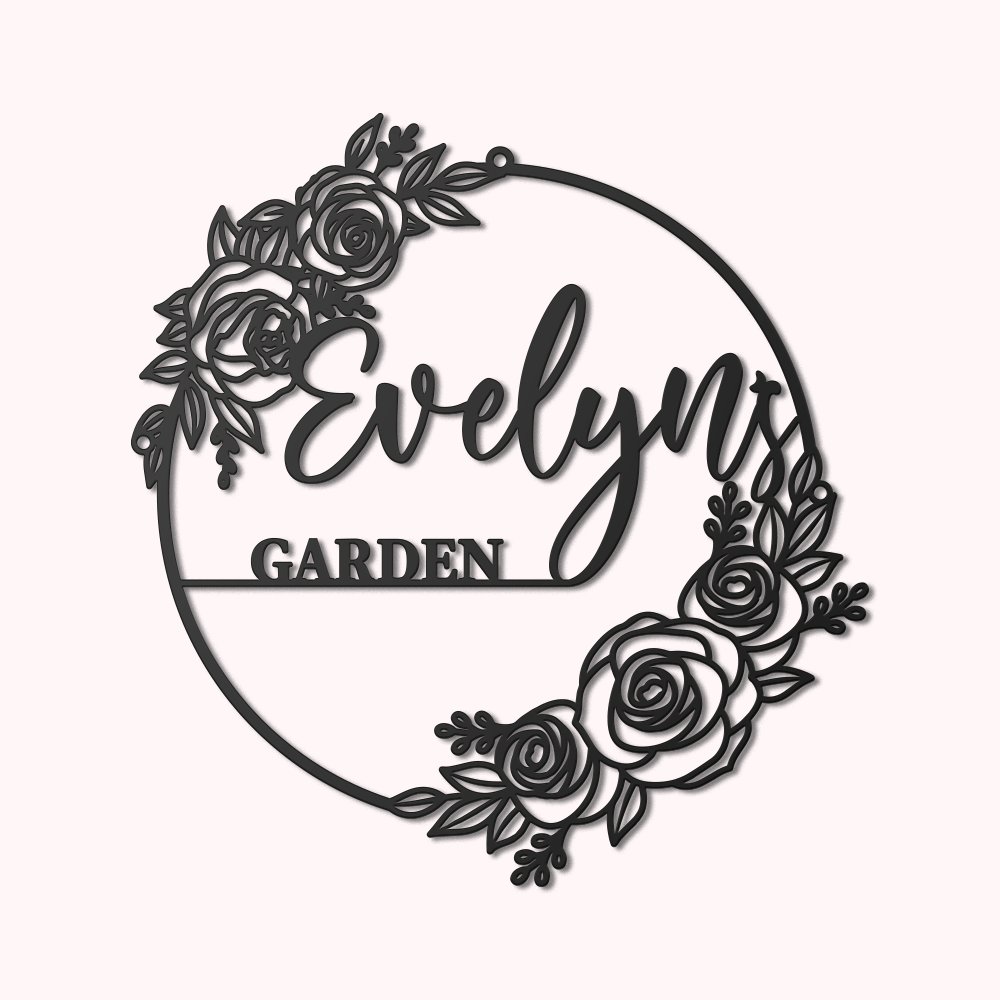 Personalized Flower Art Sign with Name Outdoor Garden - CALLIE