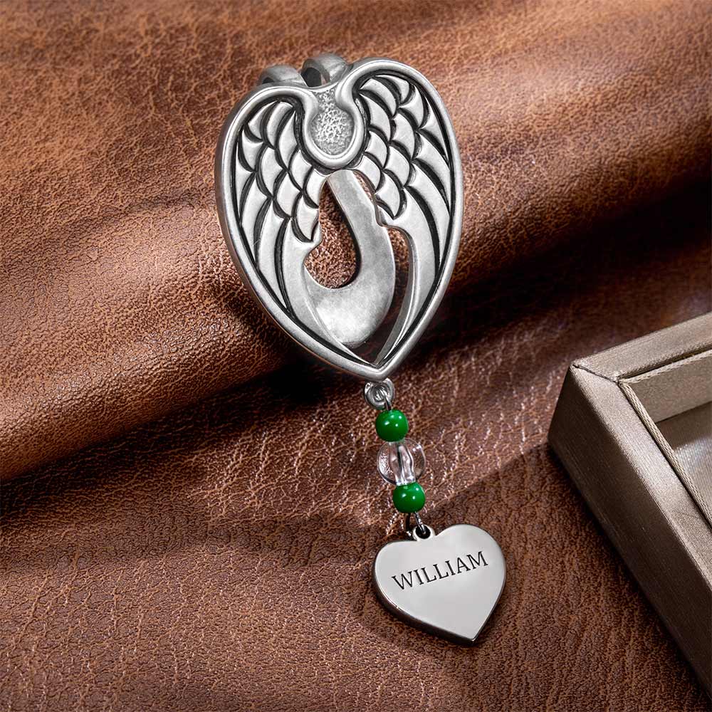 Personalized Guardian Angel Wings Visor Clip with Heart Shape Name Tag ...