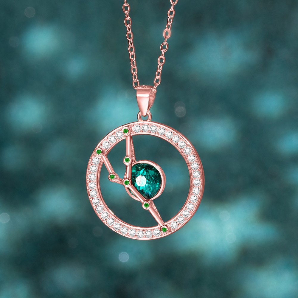 Personalized Zodiac Constellation Pendant Necklace with Birthstones ...