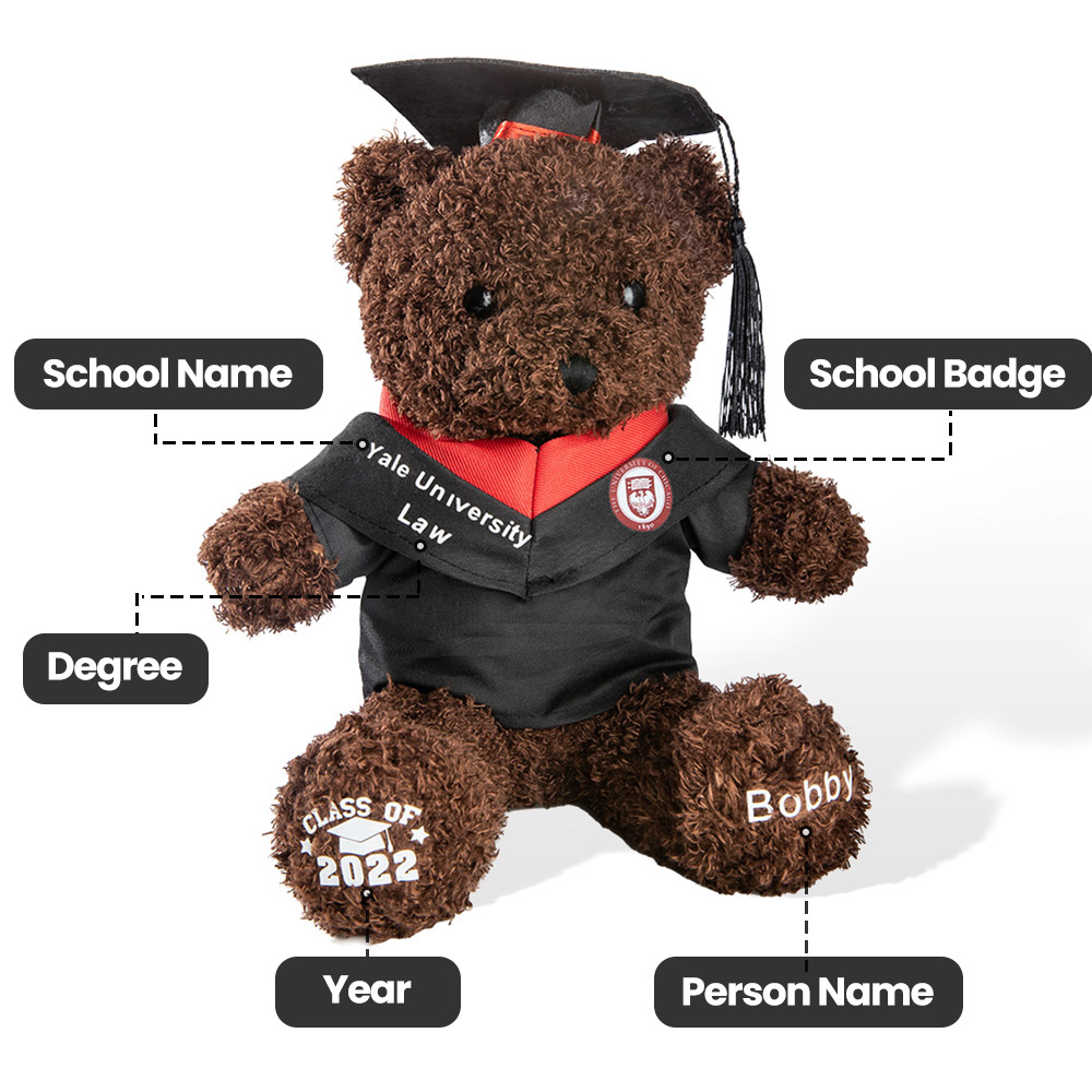 Personalized Graduation Gift Teddy Bear with Name and School Badge - CALLIE
