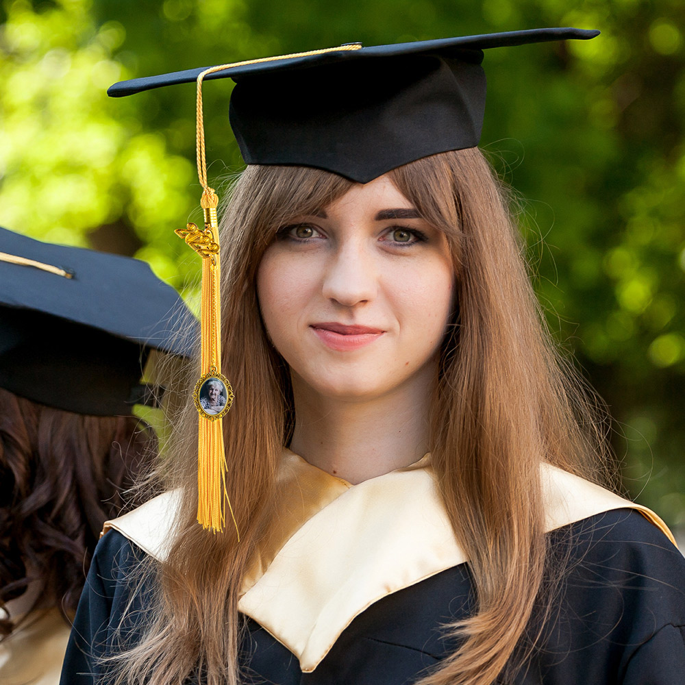 Personalized Vintage Lace Oval Photos Graduation Cap Charm with ...