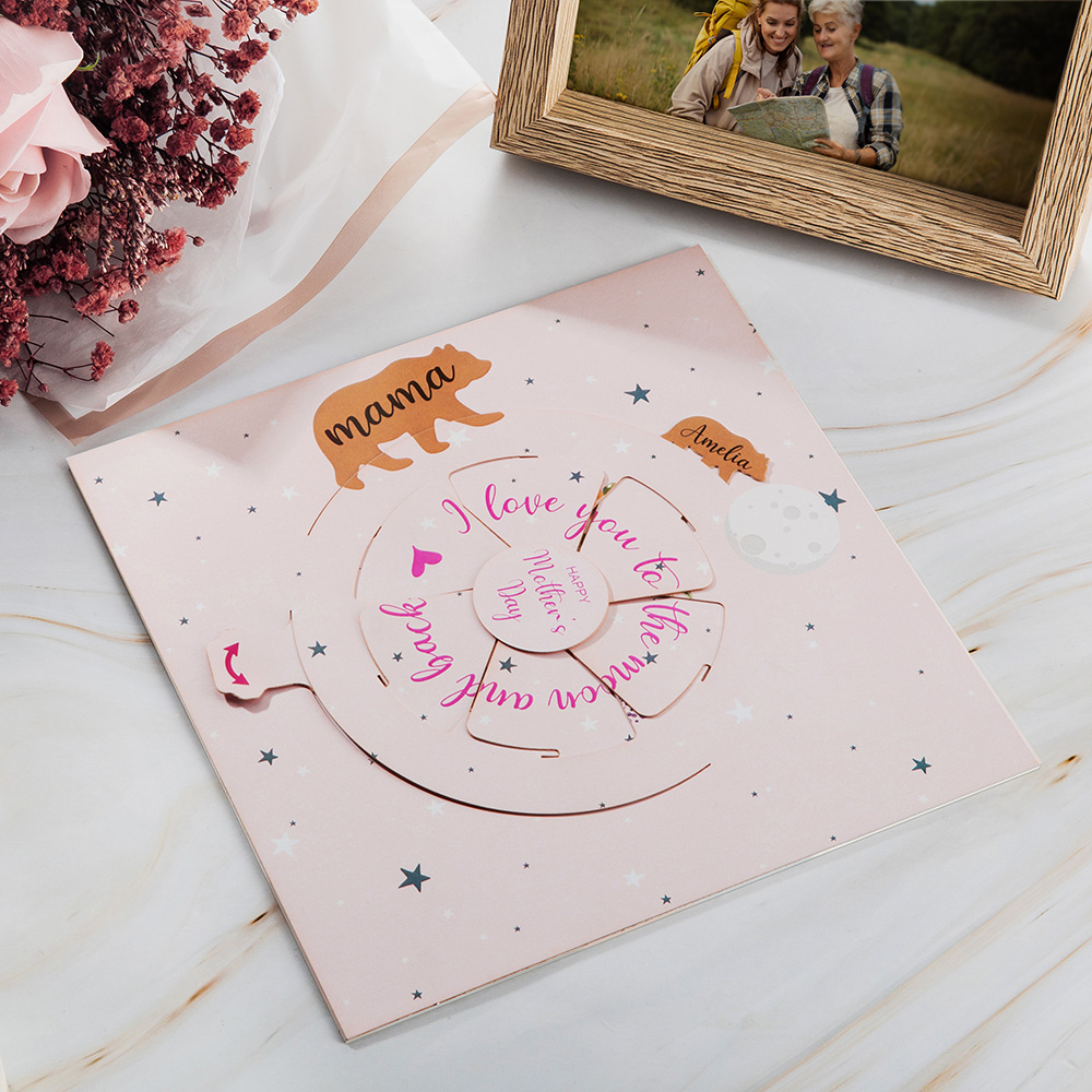 Personalized Greeting Card for Mom I love you to the Moon and back - CALLIE