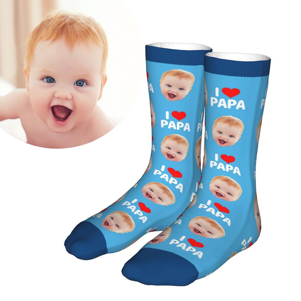 Personalized I Love Dad Funny Child's Face Socks Best Father's Day ...