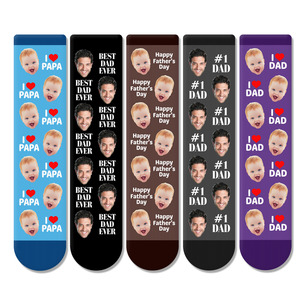 Personalized I Love Dad Funny Child's Face Socks Best Father's Day ...