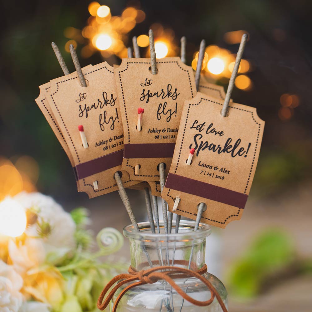 Personalized Rustic Sparkler Tags Wedding Send-Off Tags with Match ...