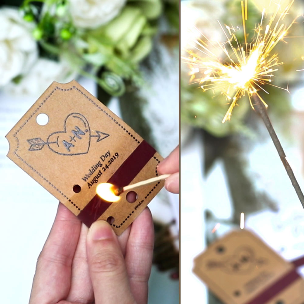 Personalized Rustic Sparkler Tags Wedding Send-Off Tags with Match ...