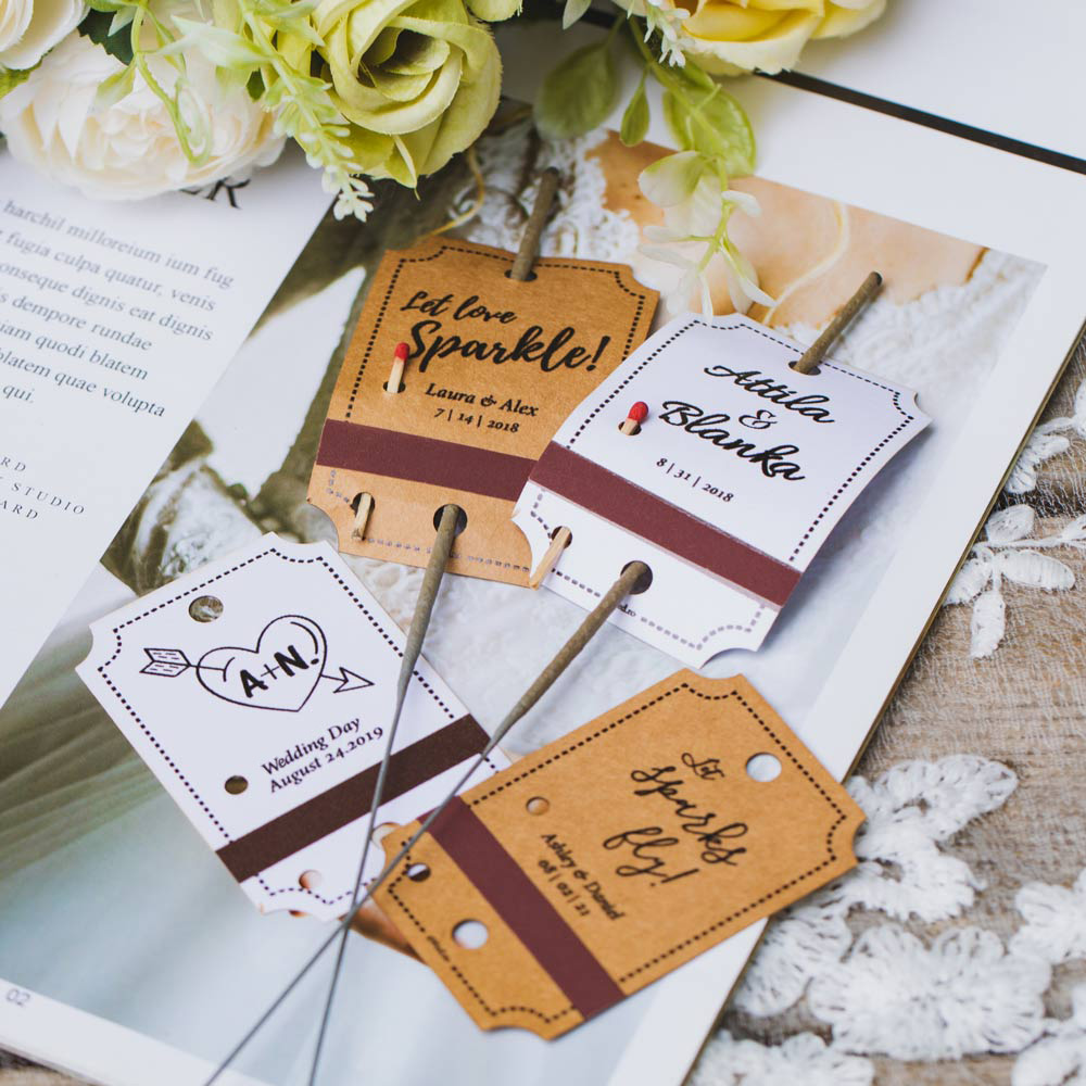 Personalized Rustic Sparkler Tags Wedding Send-Off Tags with Match ...