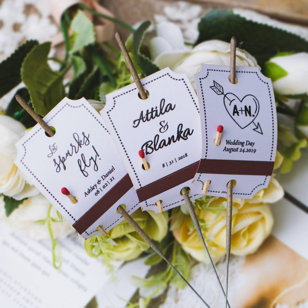 Personalized Rustic Sparkler Tags Wedding Send-Off Tags with Match ...