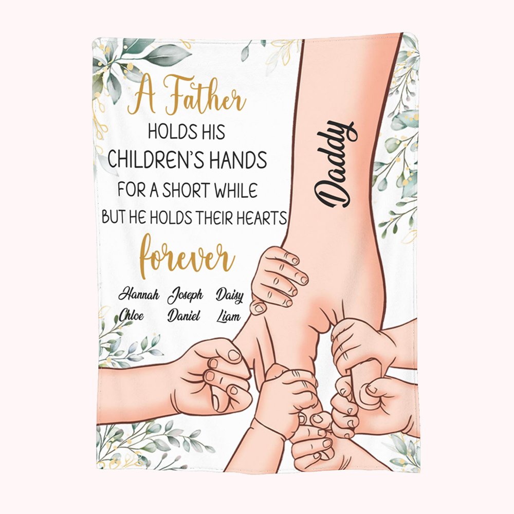 Personalized Father Holds Children's Hearts Forever Family Names ...
