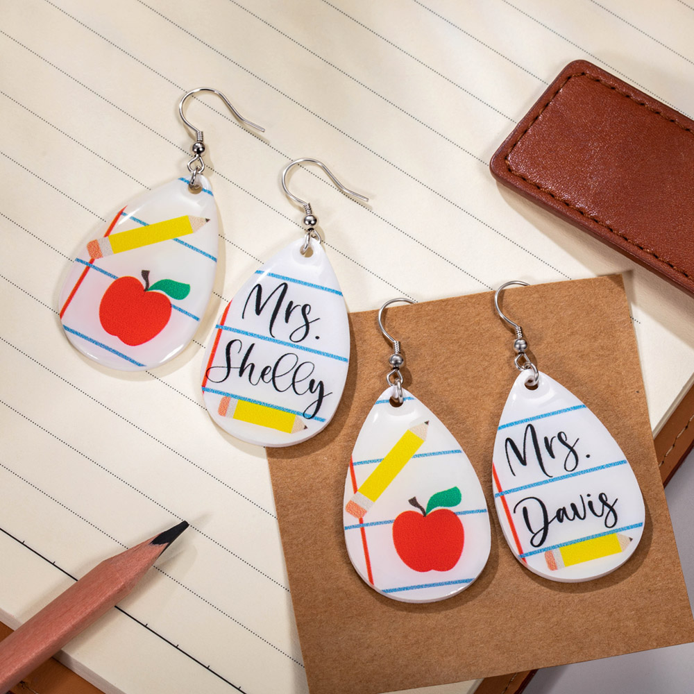 Personalize Acrylic Dangle Earrings with Name Teacher Appreciation Gift ...