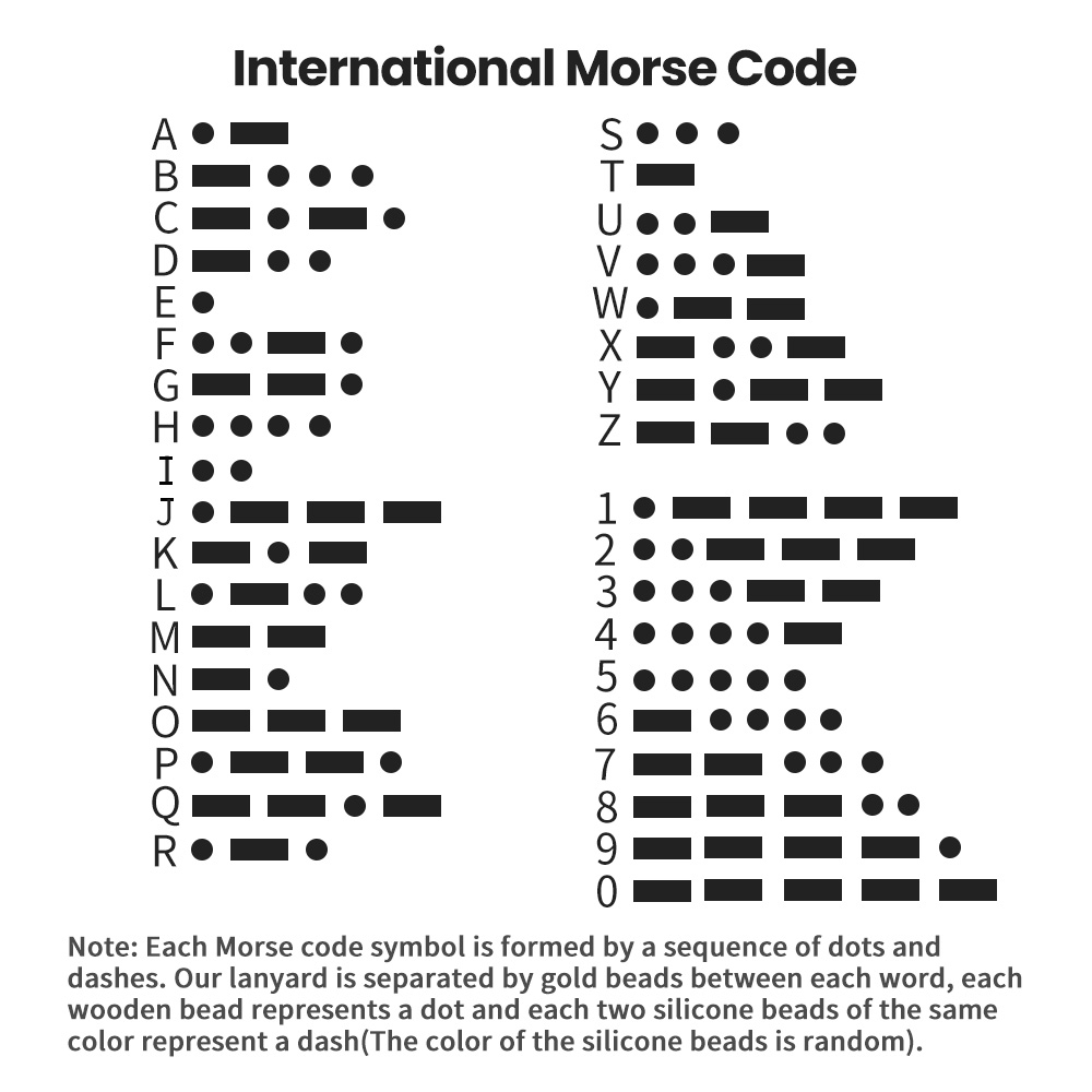 Personalized Morse Code Wooden Beaded Lanyard - CALLIE