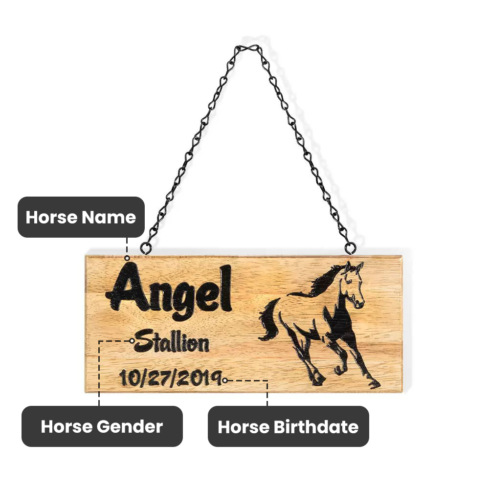 Personalized Laser Engraved Wooden Name Plate with Horse - CALLIE