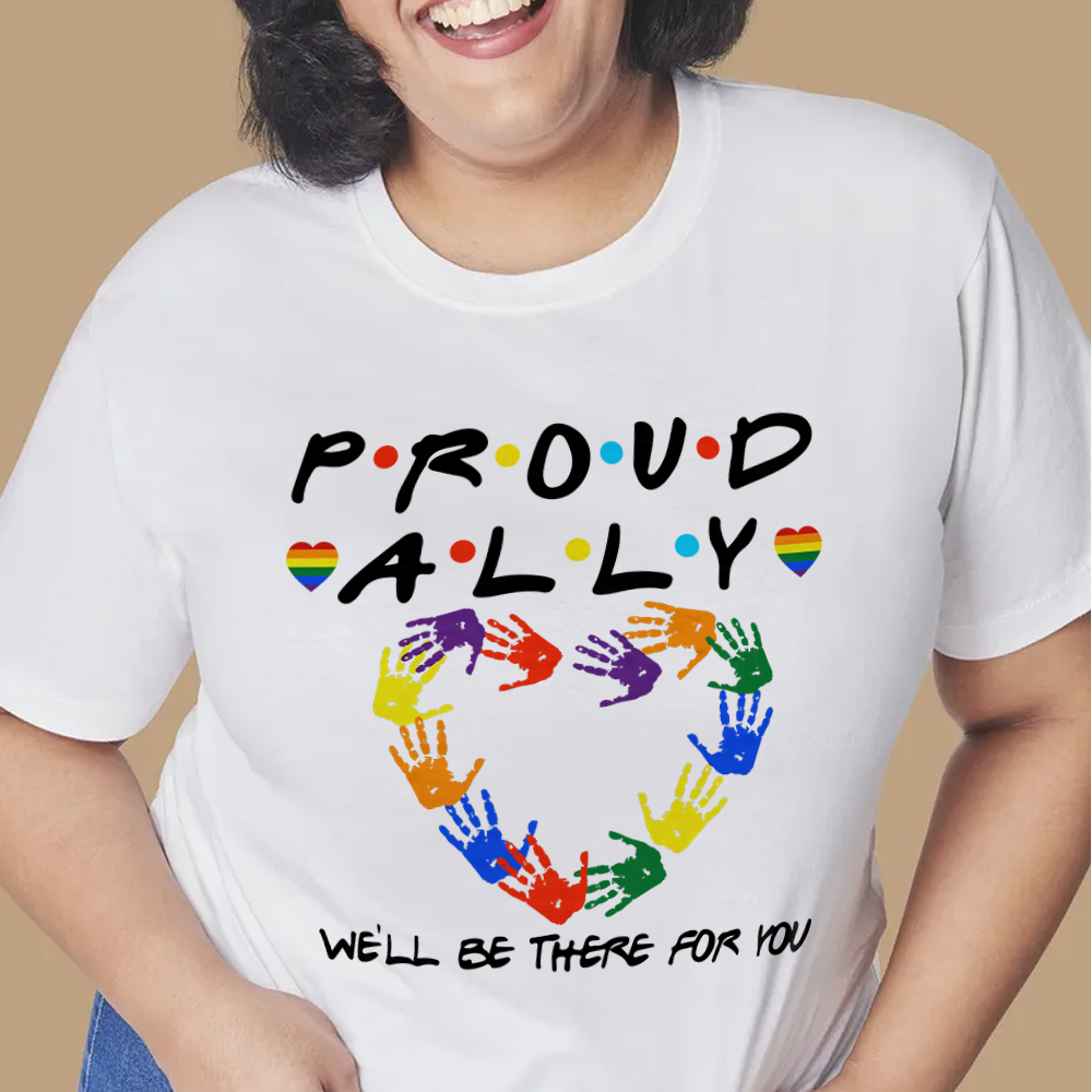 Personalized Cotton LGBT Proud Ally Women Rainbow Palms T-Shirt - CALLIE
