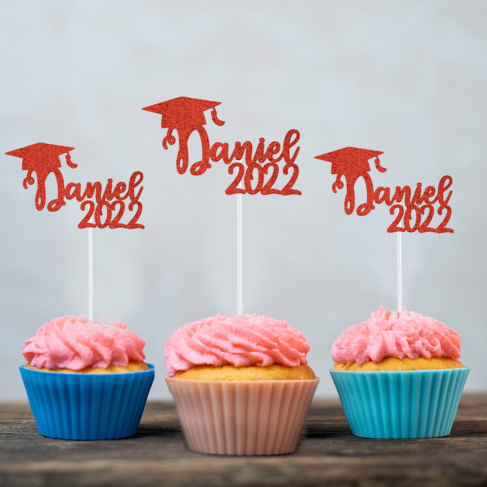 Personalized Name Cupcake Graduation Topper Grad Party Decorations 6 ...