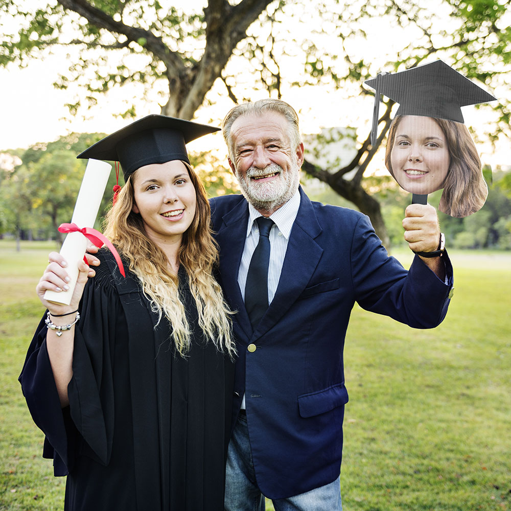 Personalized Face Photo Handheld Fan with Bachelor Cap Set of 2 Class ...
