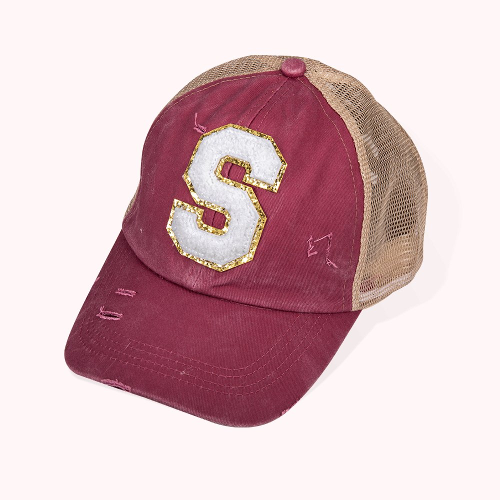 Personalisierte Monogramm Distressed Brief Patch Hut - CALLIE