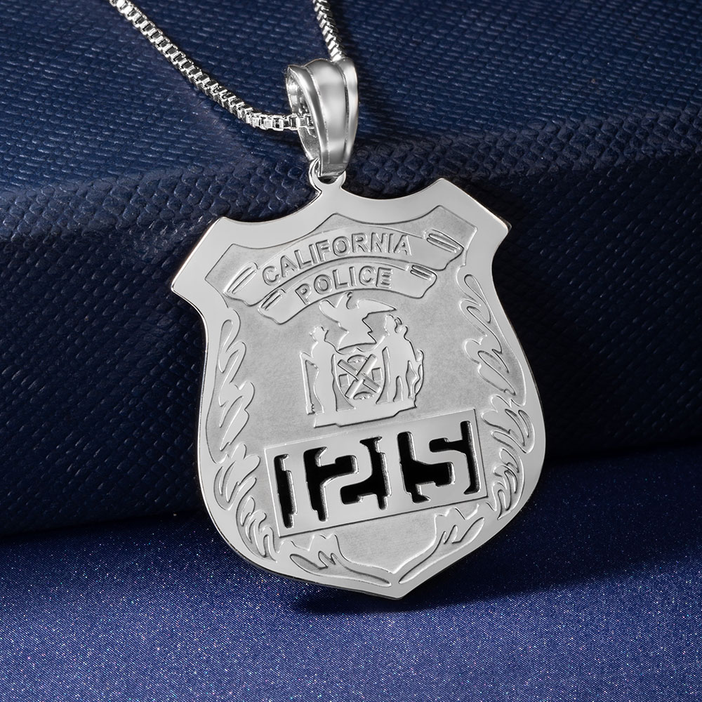 Personalized Police Badge Stainless Steel Necklace Gift for Policemen ...