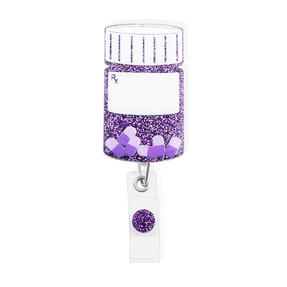 Personalized Pill Bottle Glitter ID Badge Reel for Pharmacist Medical ...