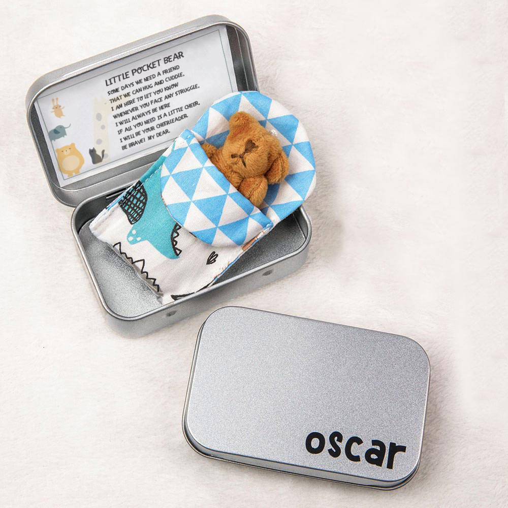 Personalized Stuffed Bear Lying in a Tin Box Worry Doll for Anti ...