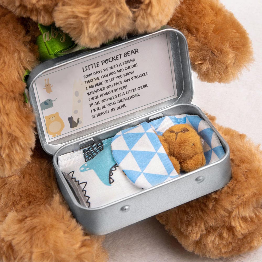 Personalized Stuffed Bear Lying in a Tin Box Worry Doll for Anti ...