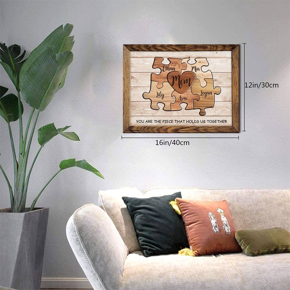 Personalized Rustic Puzzle Piece Sign Canvas Prints Frame with Names ...