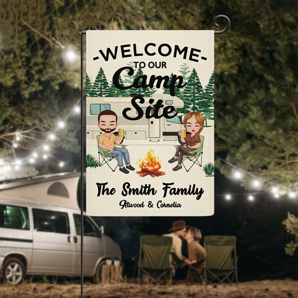 Personalized Welcome to Our Campsite Camping Couple Garden Flag Outdoor ...