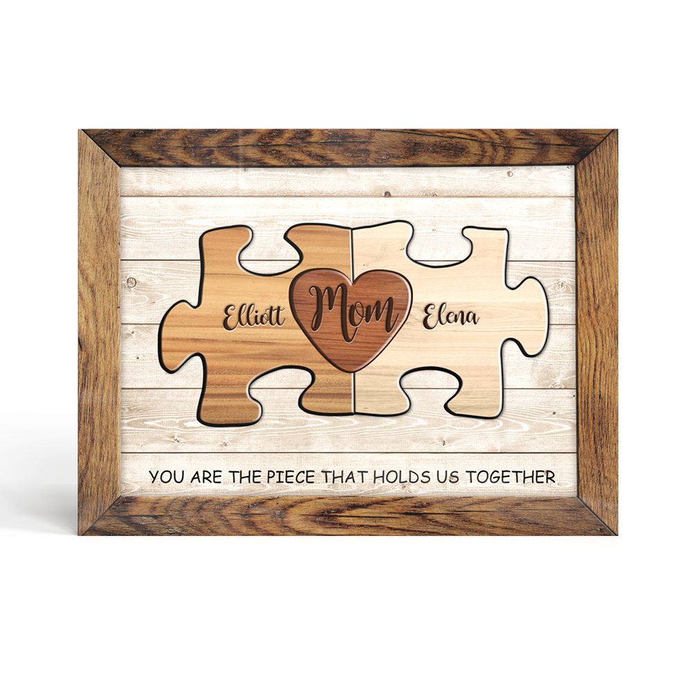Personalized Rustic Puzzle Piece Sign Canvas Prints Frame with Names ...