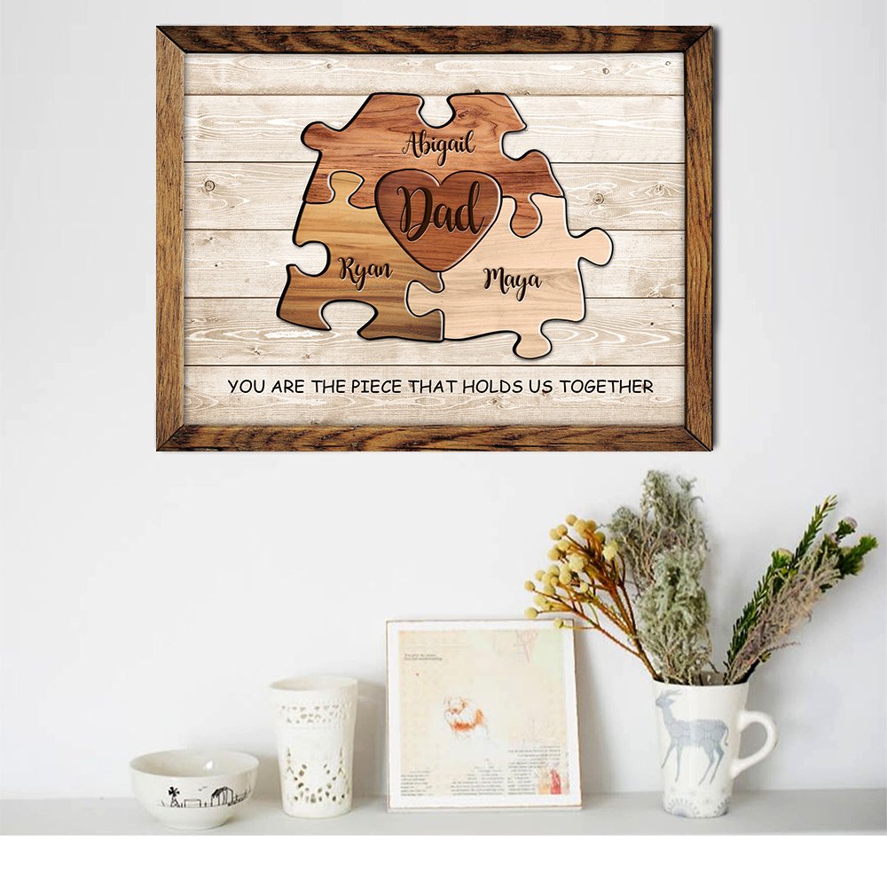 Personalized Rustic Puzzle Piece Sign Canvas Prints Frame with Names ...
