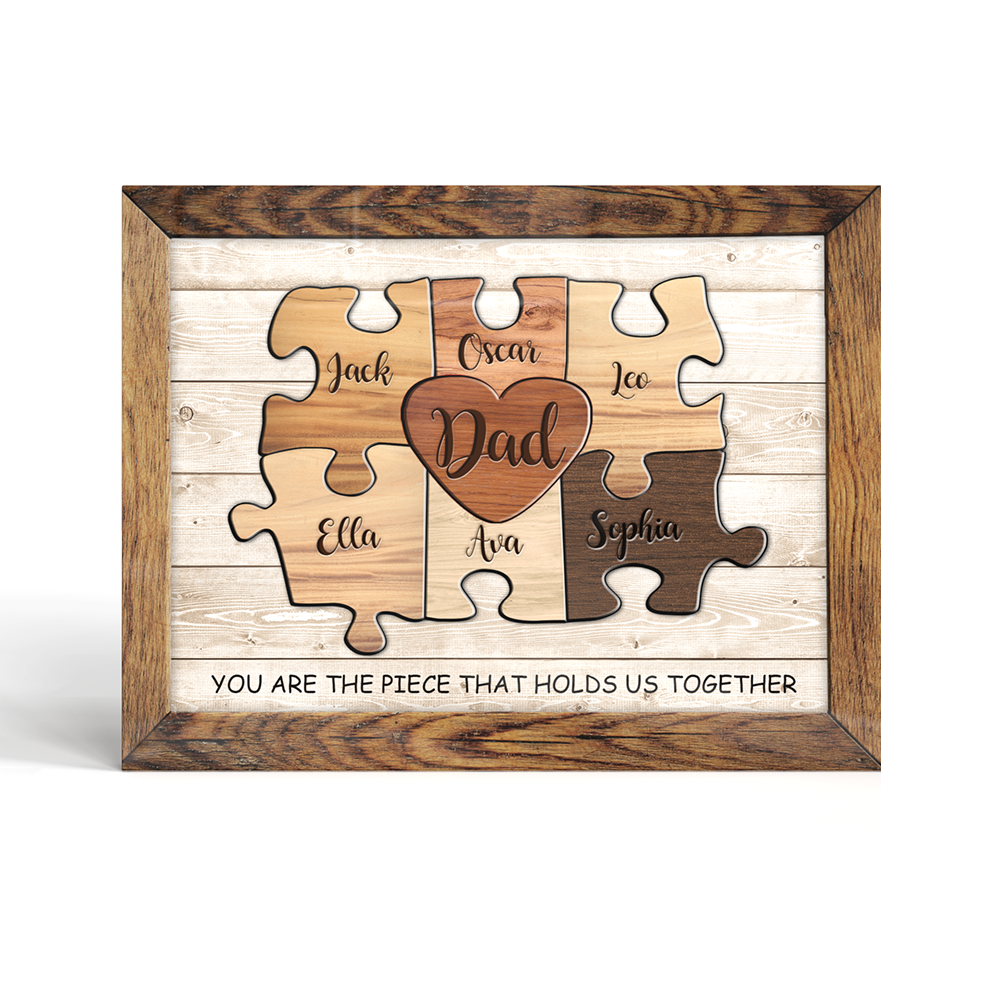 Personalized Rustic Puzzle Piece Sign Canvas Prints Frame with Names ...