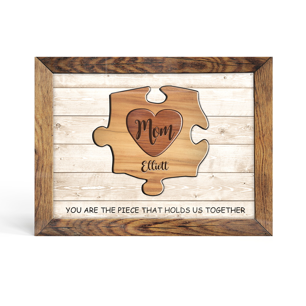 Personalized Rustic Puzzle Piece Sign Canvas Prints Frame with Names ...
