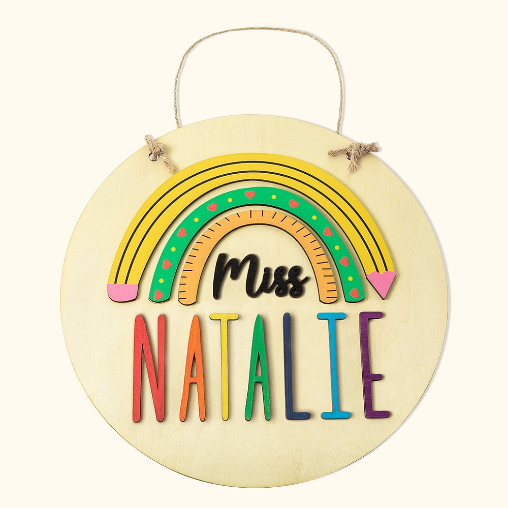 Personalized Round Teacher Name Sign Gift for Teachers Back to School ...