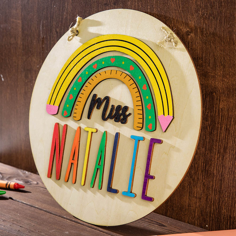 Personalized Round Teacher Name Sign Gift for Teachers Back to School ...