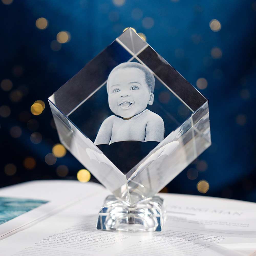 Personalized 3D Photo Engraved Cube Crystal Gift for Loved One ...